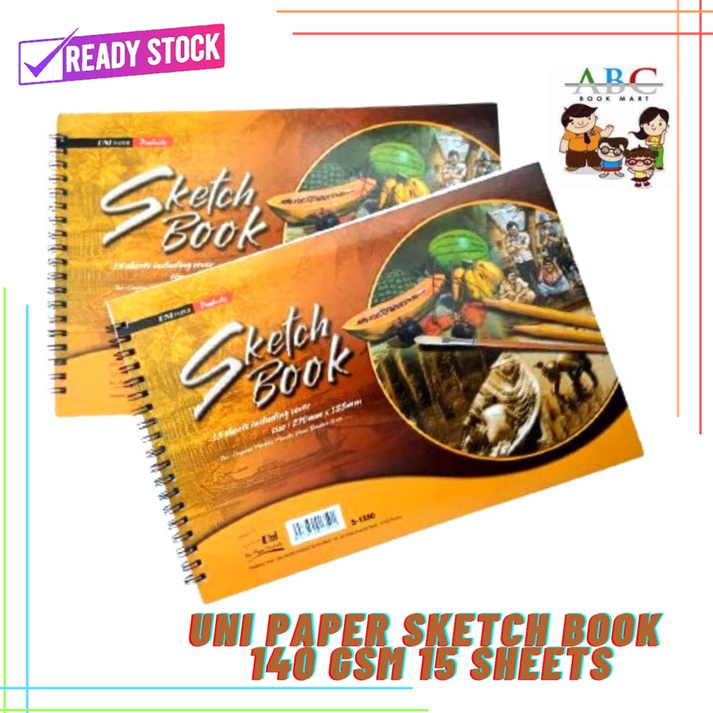 ( READY STOCK ) UNI PAPER SKETCH BOOK S-1350 140 GSM 15 SHEETS BUKU ...