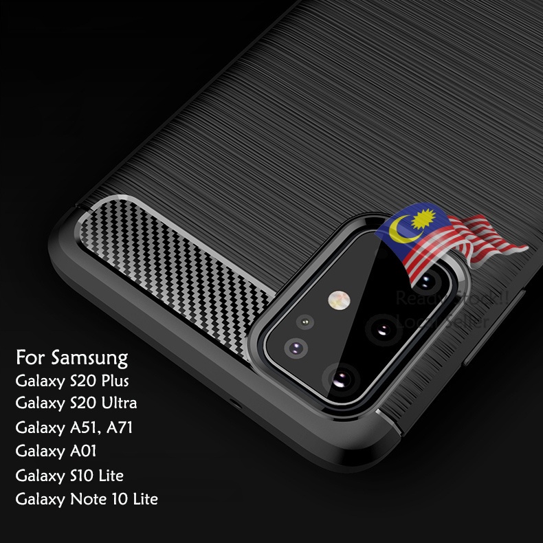 Samsung Galaxy S20 Plus S20 Ultra A71 A51 A01 S10 Note 10 Lite TPU Carbon Fiber Silicone Soft ...