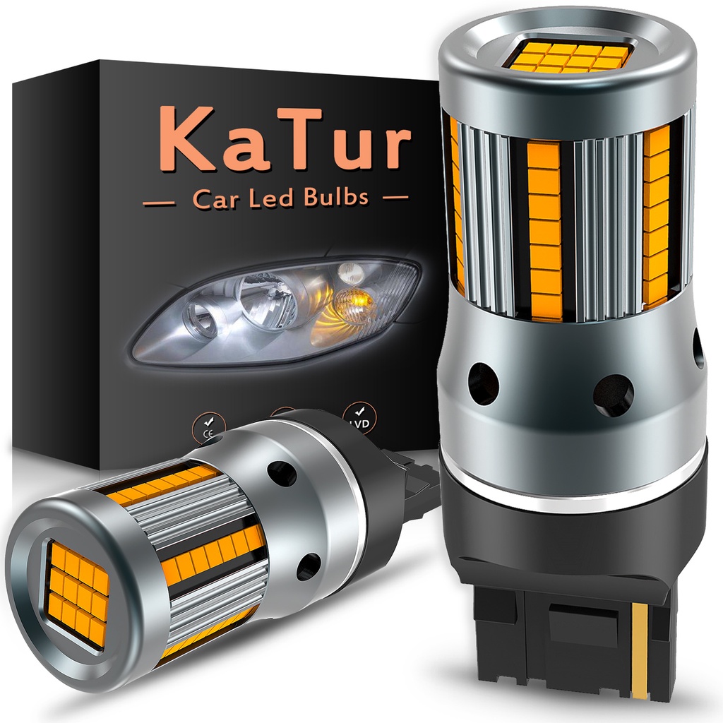 KATUR 2pcs Super Bright Yellow LED Bulbs Turn Signal Lights 1156 BA15S ...