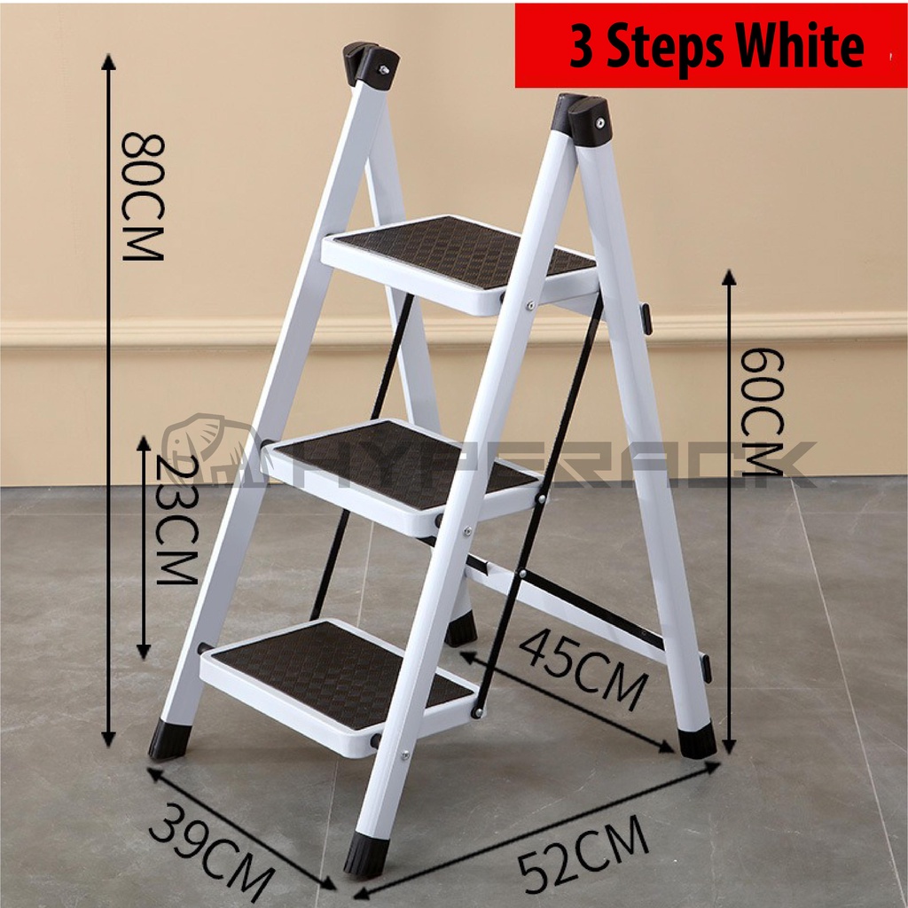 RACKSMORE [High Quality] Foldable Ladder 3 Step Ladder Steel Ladder ...
