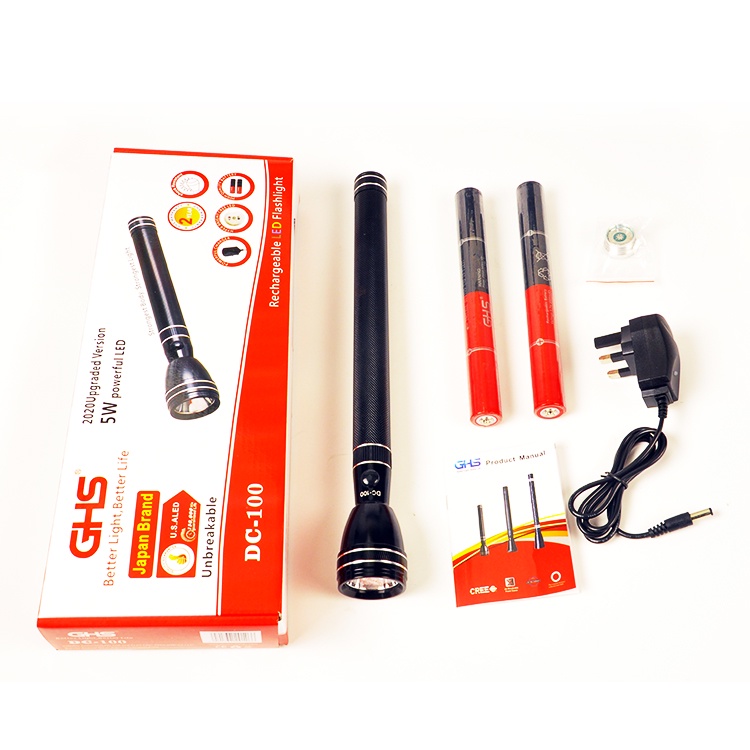 GHS DC-100 Rechargeable Emergency 500 Lumen Led Flashlight With Most ...