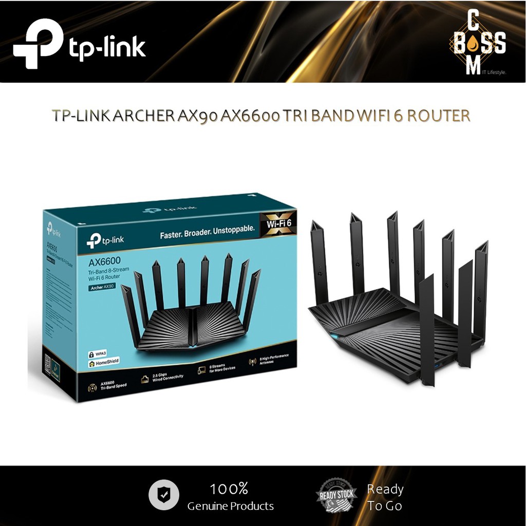 *ORIGINAL* TP-LINK ARCHER AX90 AX6600 TRI BAND WIFI 6 ROUTER (TL-ARCHER ...