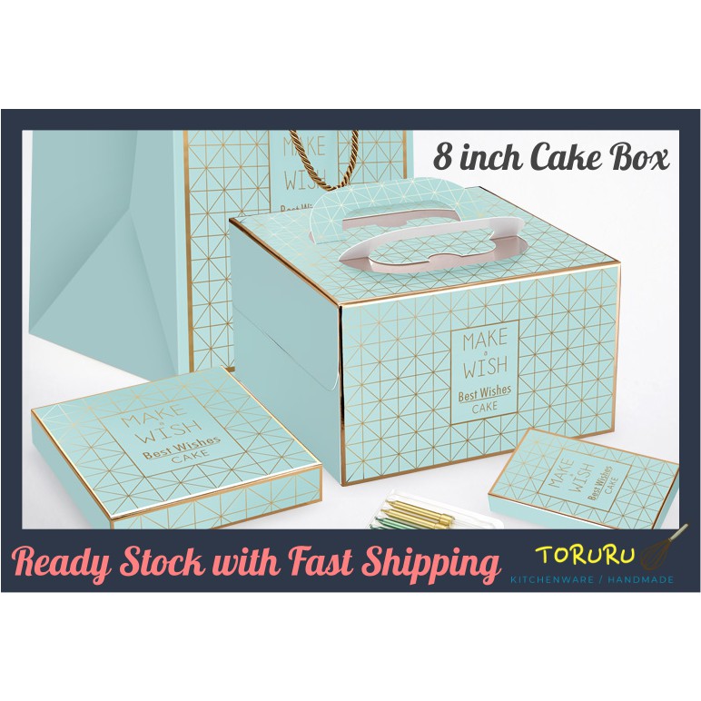 8 inch Premium Elegant Cake box with handle Kotak Kek | Shopee Malaysia