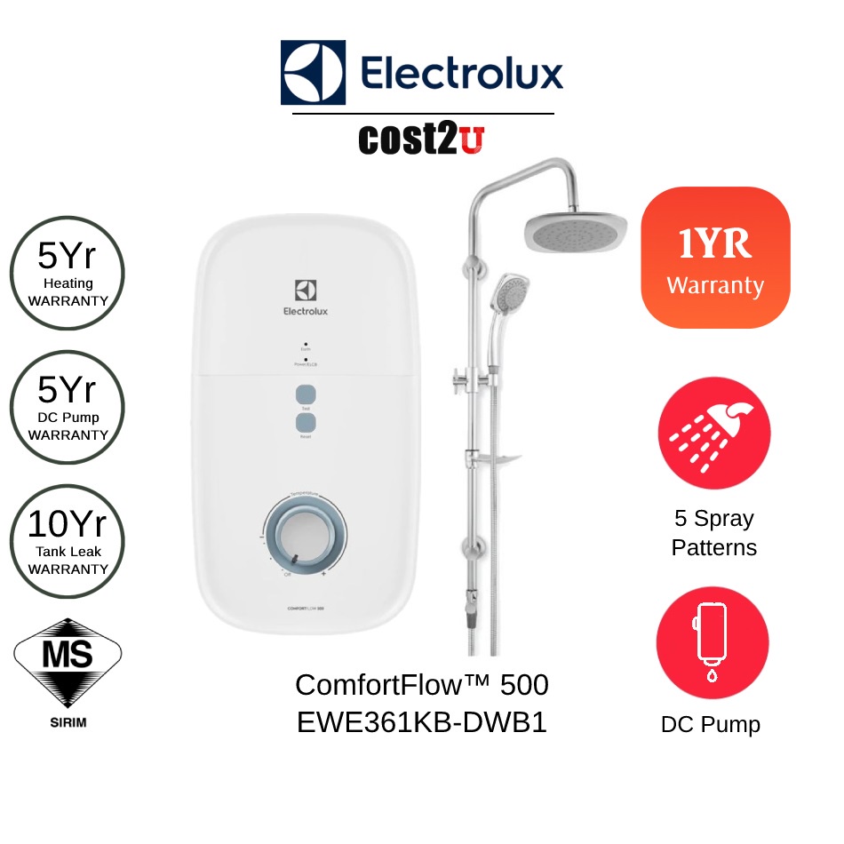 Electrolux ComfortFlow™ 500 Rain Shower Water Heater (DC pump ...