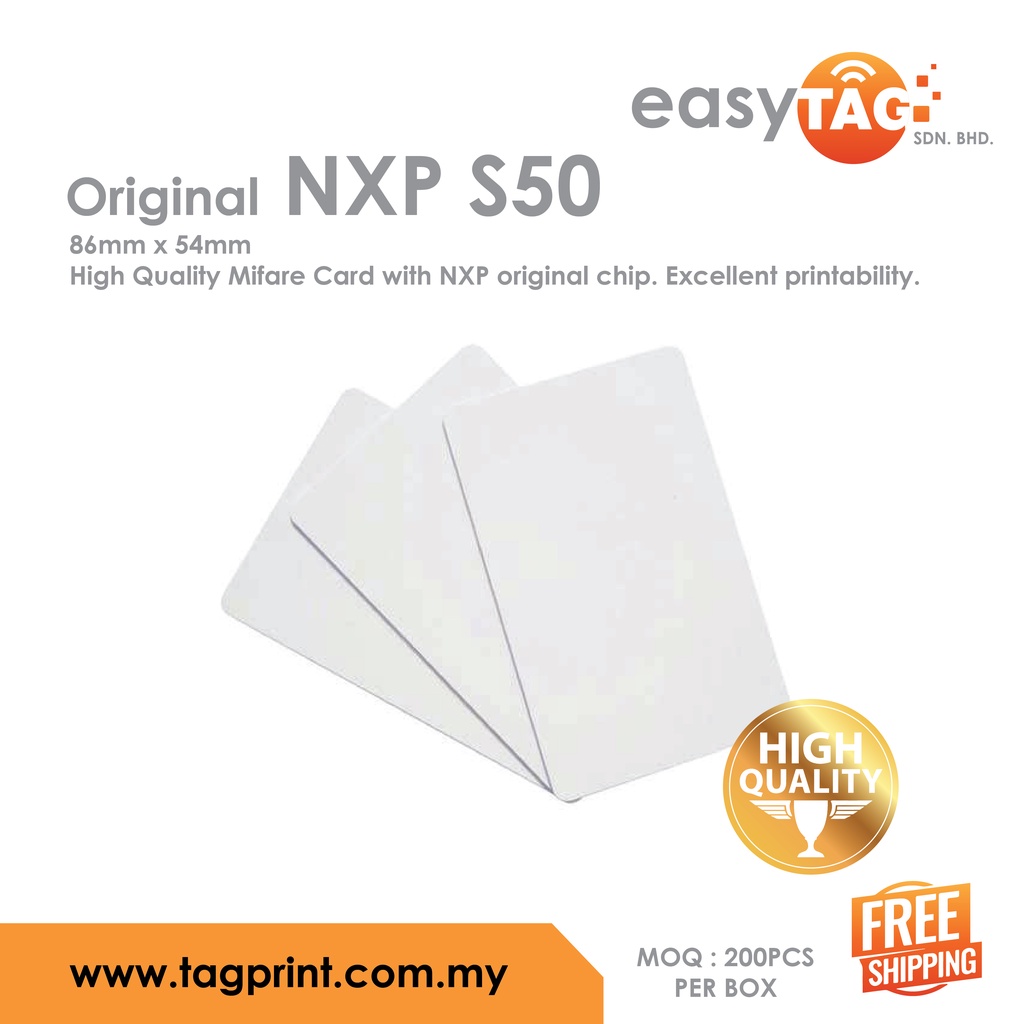 [𝗙𝗥𝗘𝗘 𝗦𝗛𝗜𝗣𝗣𝗜𝗡𝗚] NXP S50 [200pcs] Mifare 1k Original Card | Shopee Malaysia