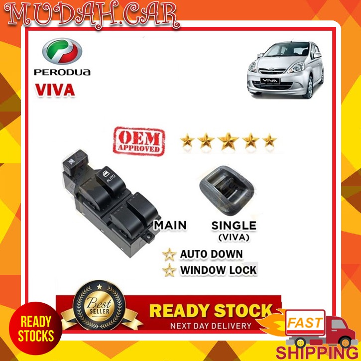 Perodua Viva OEM Power Window Single Switch and Main Switch | Shopee ...