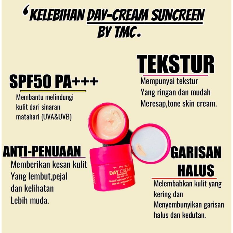 TMC SKINCARE DAY CREAM SUNSCREEN 🔥ORIGINAL HQ🔥 | Shopee Malaysia