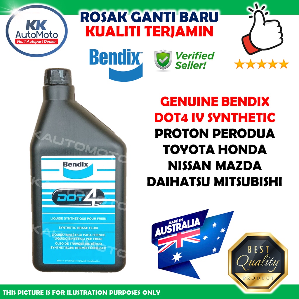 Genuine BENDIX DOT4 IV Original Brake Oil Fluid 1L - Minyak Brek Dot 4 ...