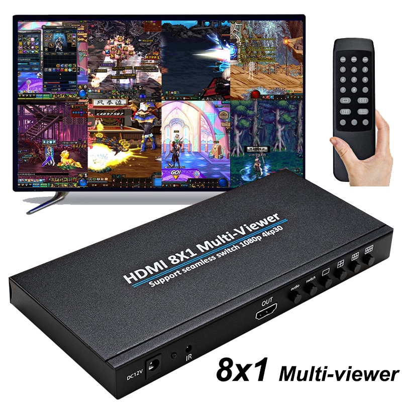 4K 8x1 HDMI Multiviewer Quad Screen Divider Multi-Viewer 8 in 1 Out ...