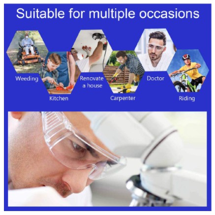 Safety Eye Protection PPE Glasses Goggle Spec Eyeglasses (388-4) 【Clear ...