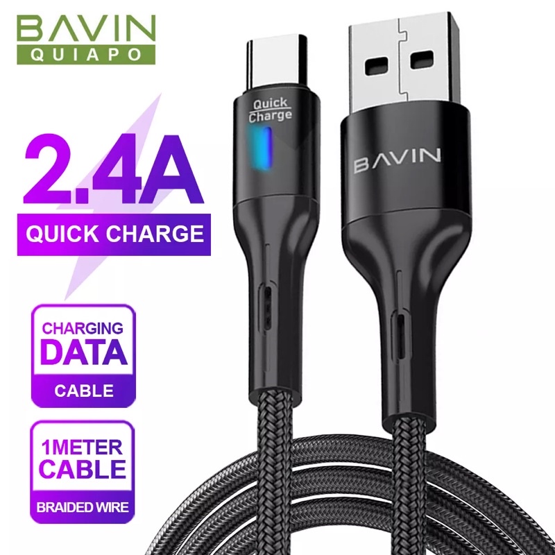 Bavin Smart Auto off with LED Light Fast Charging USB Data Cable CB-203 ...