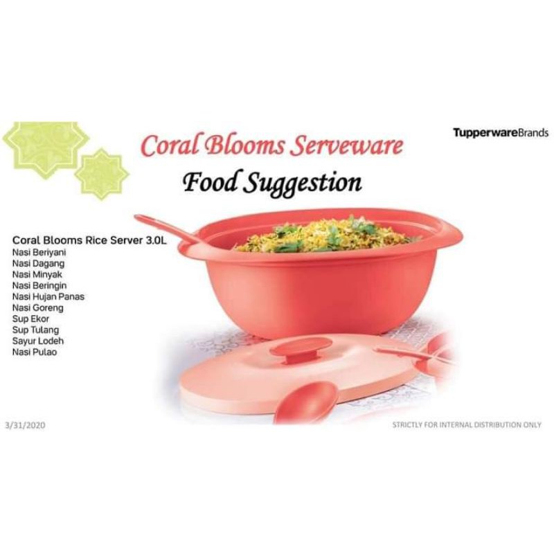 Tupperware Coral Bloom Rice Server 3L | Shopee Malaysia