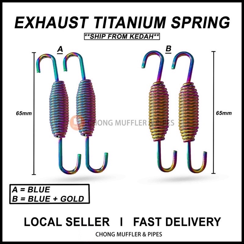 (Buy 3 Free 1) 1PCS SPRING EXHAUST TITANIUM BLUE/ GOLD GANTUNG PIPE ...