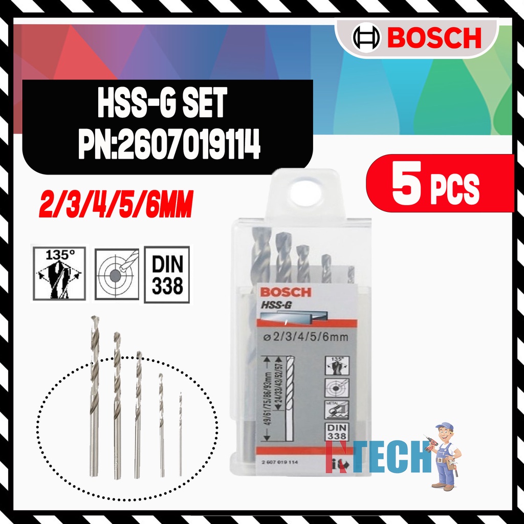 BOSCH HSS-G SET 2 / 3 /4 / 5 /6 MM DRIL BIT SET 5 PIECE ( 2607019114 ) | Shopee Malaysia