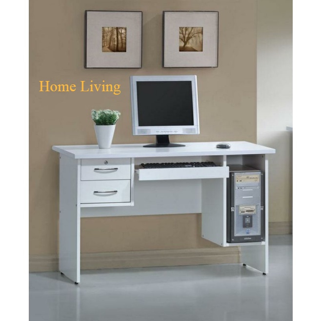 Home Living White Melamine Computer Table / Study Table / Office Table ...