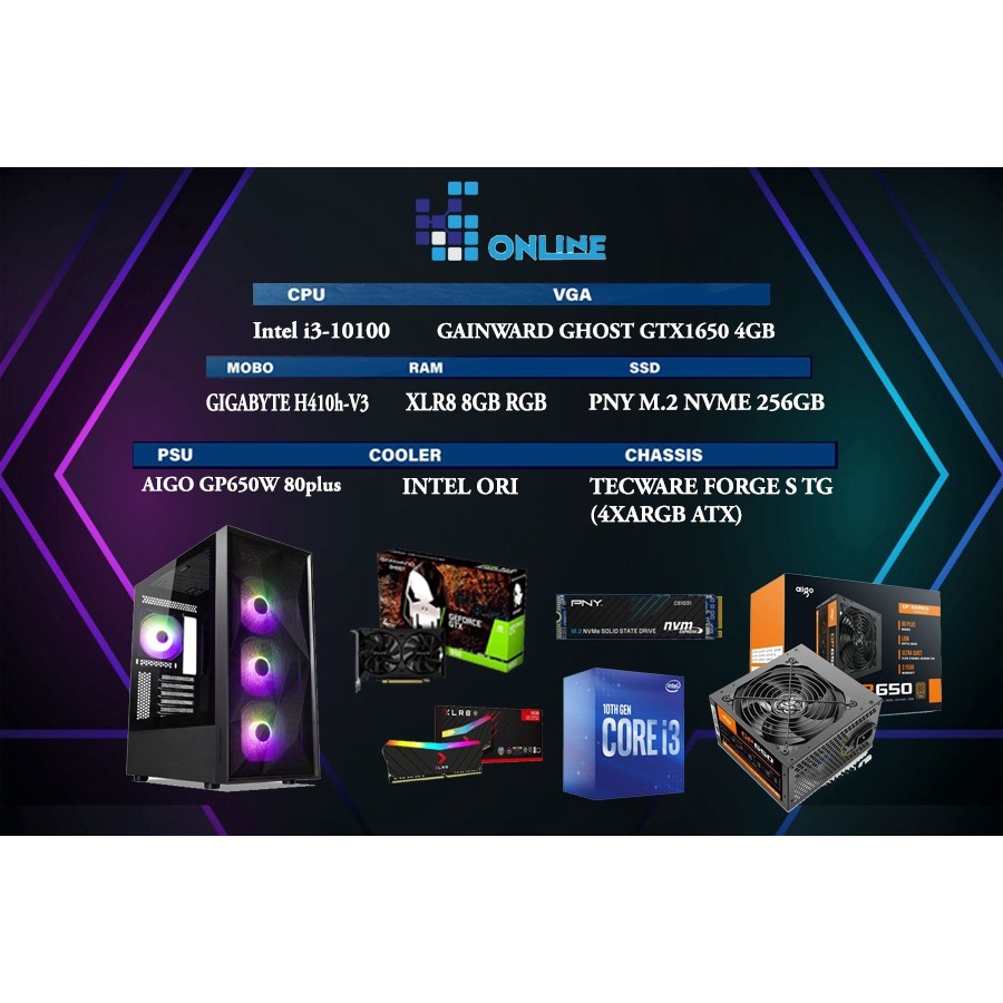 PC Package RGB Customize Gaming Desktop I3-10100/8gb ram/M.2 256gb SSD ...