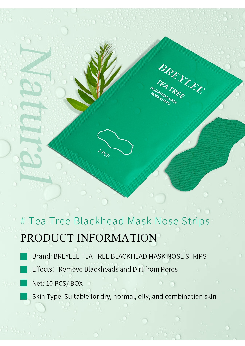 BREYLEE Blackhead Removal Nose Strips Skincare Peeling Off Nose Mask ...