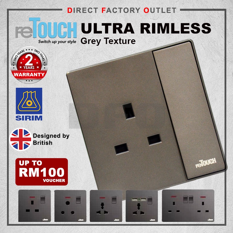 DFO Retouch Ultra Rimless Socket Wall Switch Wall Socket Suis Lampu ...