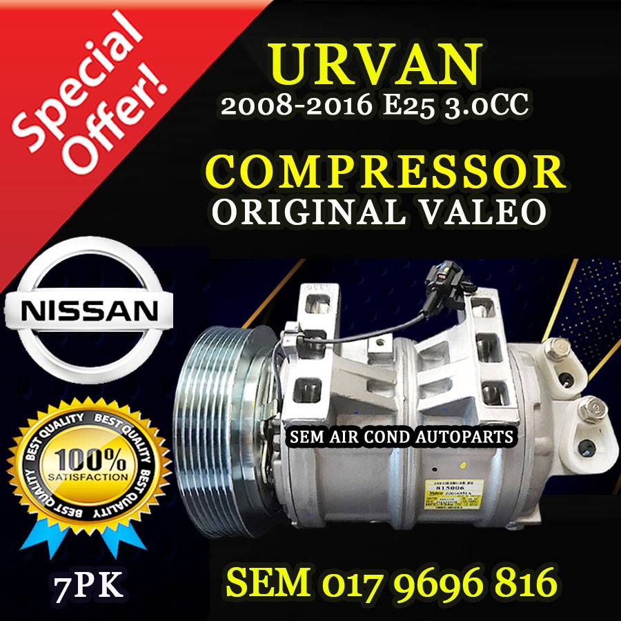 NISSAN URVAN E25 2008-2016 YEAR 3.0CC ORIGINAL VALEO 7PK COMPRESSOR/ KOMPRESOR (CAR AIRCOND ...