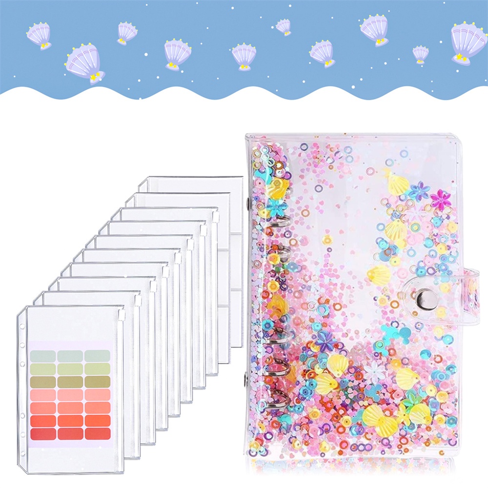 A6 Binder Zipper Bag Notebook Cover Transparent Loose-leaf Folder with ...