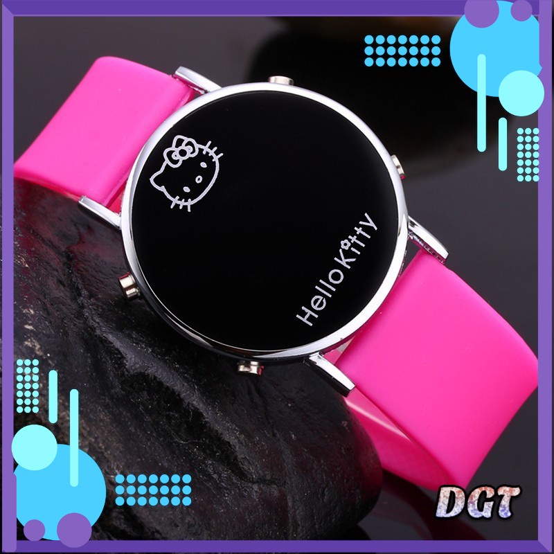 DGT Hello Kitty LED Silicone Cartoon Watches Women Digital Clock ...