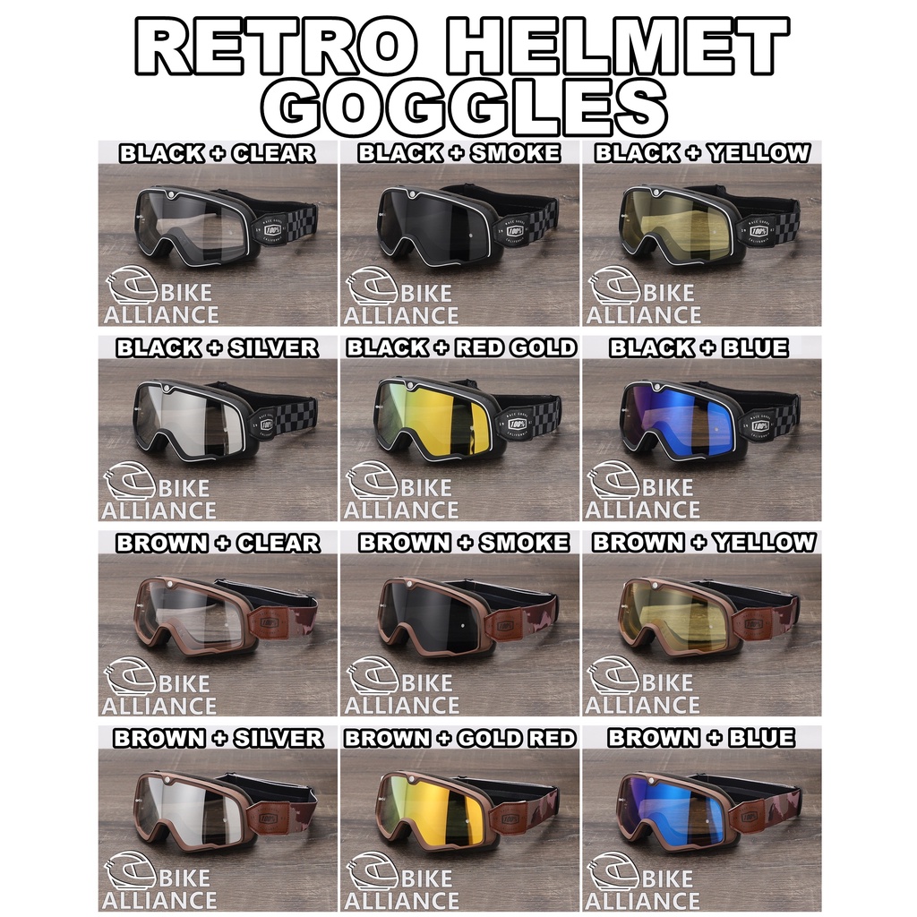 READY STOCK RETRO HELMET GOGGLE OLD SKOOL HARLEY STYLE CLASSIC GOGGLES ...