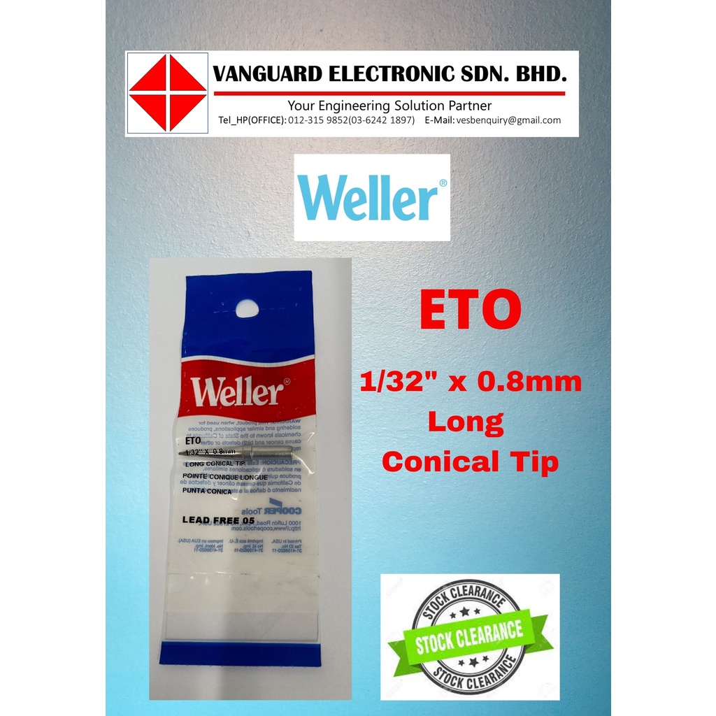 Weller 1/32" x 0.8mm Long Conical Tip ETO | Shopee Malaysia