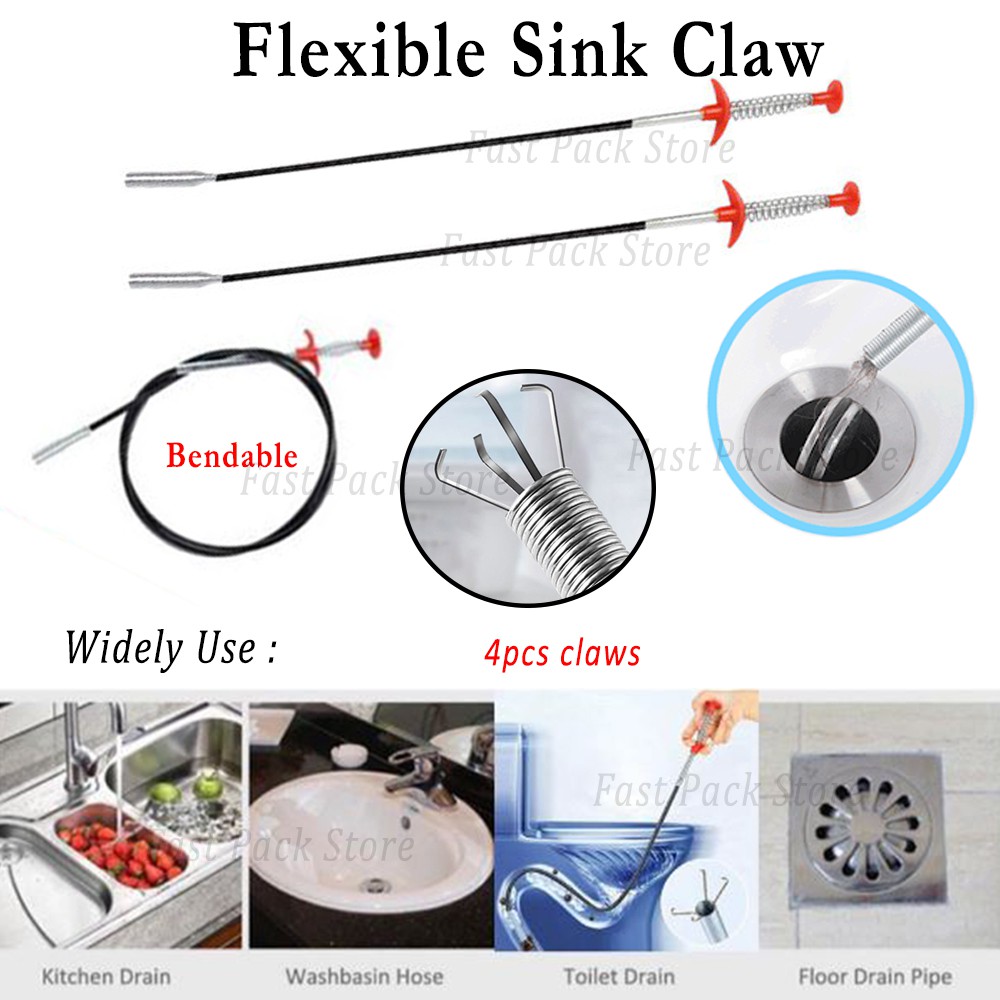Sink Claw Drain Claw Pipe 60cm 90cm Toilet Kitchen Clog Hair Remover ...