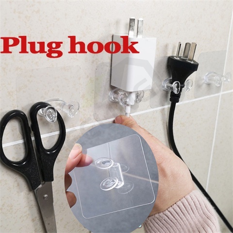 FEELING😃6pcs Wall Adhesive Storage Hooks,Punch-free Power Plug Socket ...