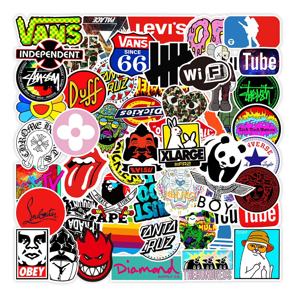 100/50PCS Cool Street Fashion Logo Waterproof Graffiti Stickers ...