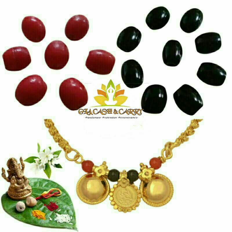 Natural Pavala Mani/Coral Beads For Thalli/Mangalasutra (Red/Black ...