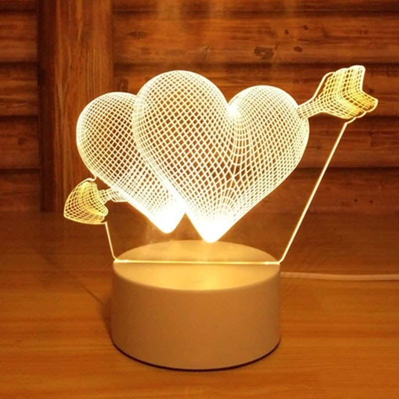 𝐃𝐄𝐓𝐀𝐂𝐇𝐀𝐁𝐋𝐄 3D LED Light Creative USB Night Lamps Table Lamp Bed Side ...