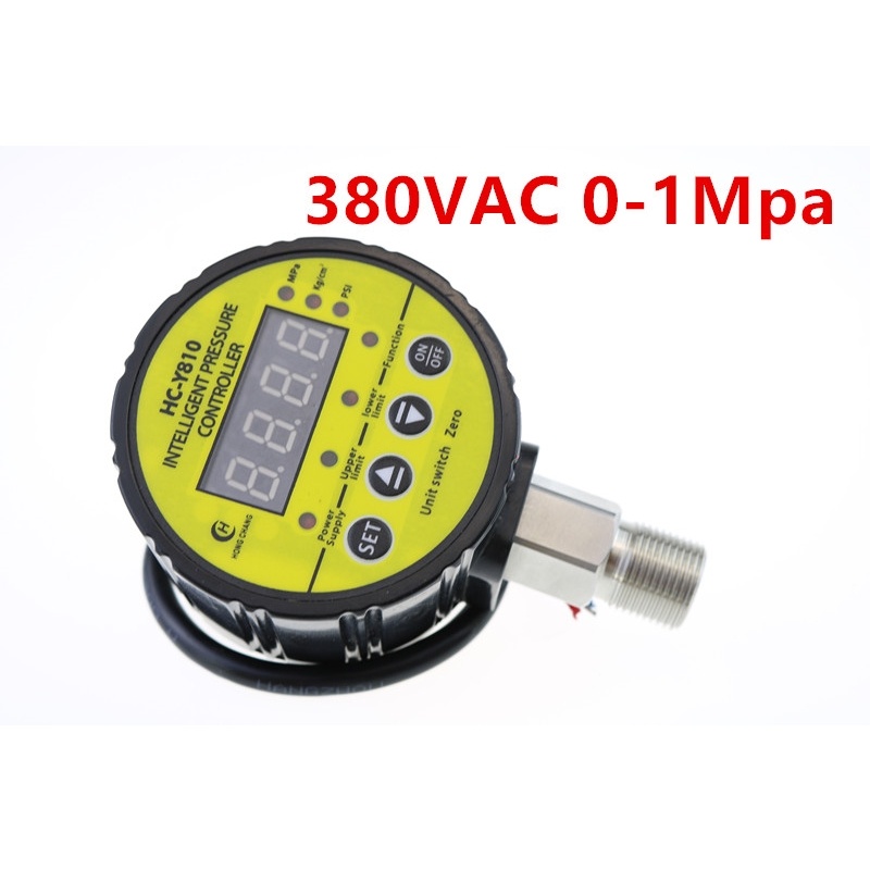 380VAC 0-1Mpa Air Compressor Pressure Switch Digital Pressure Gauge Relay Output HC-Y810 ...