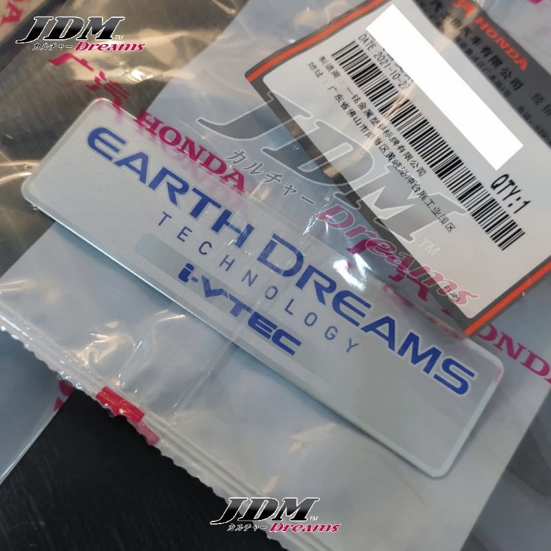 Original Honda Earth Dreams Technology Label Emblem iVTEC iVTEC TURBO ...