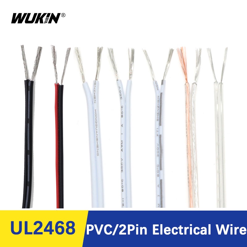 1/2Meters UL2468 2 Pins Electrical Wire Tinned Copper Insulated PVC Extension LED Strip Cable 16 ...