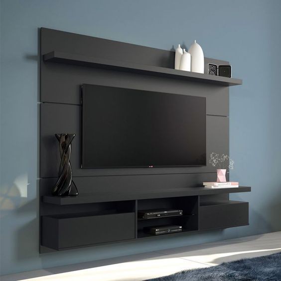TV Cabinet 8 Ft - Melamine Black | Shopee Malaysia