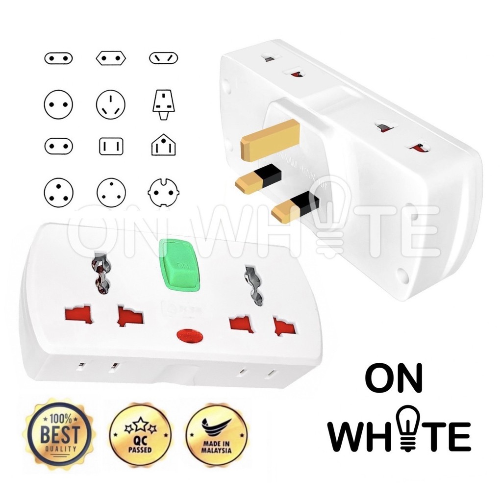 6 Way MULTI ADAPTOR ADAPORT 2 WAY GANG 2WAY 2GANG WALL OUTLET SOCKET ...