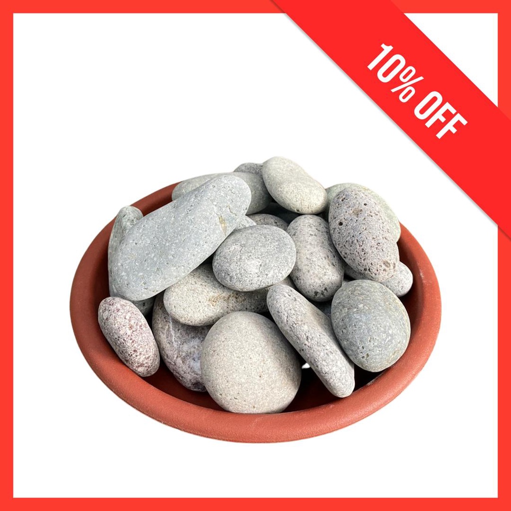 SWS-Flat Grey Pebble Stone 1 kg | Shopee Malaysia