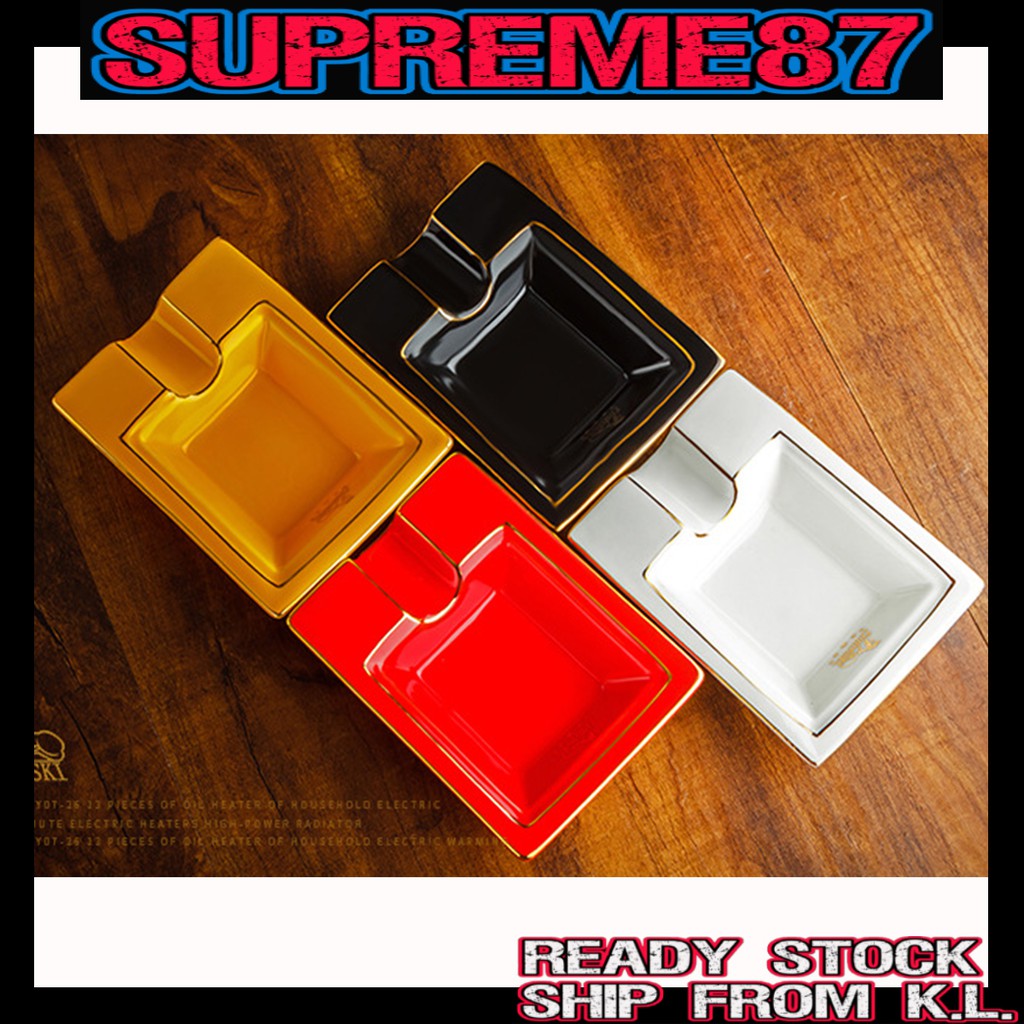 LUBINSKI Square Ceramic Single Zigar Ashtray Holder 1 Ash Slot Table ...