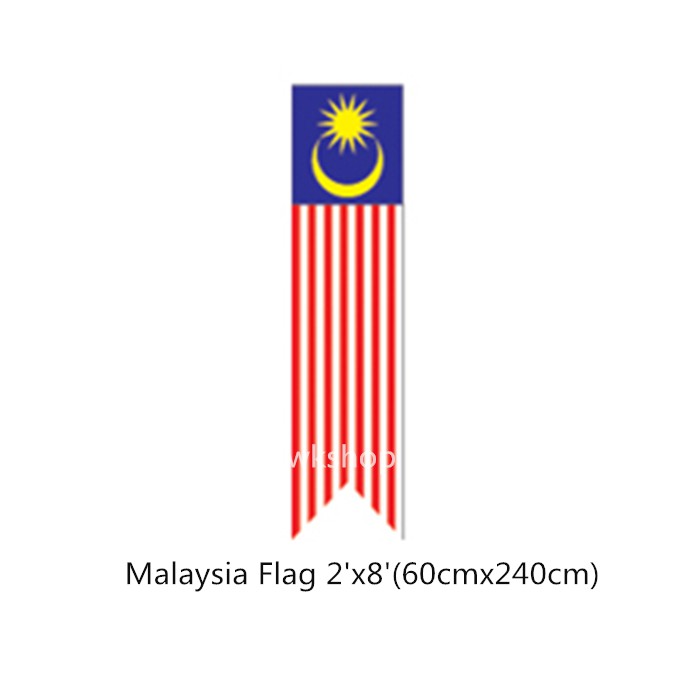 Malaysia Flag Bendera Malaysia 2ft x 8ft (60cmx240cm) V End Polyester ...