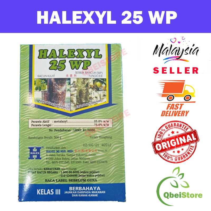 HALEXYL 25WP 500g - Untuk Durian Koko Limau / Wettable Powder Metalaxy 25% Phenylamide Kanker ...