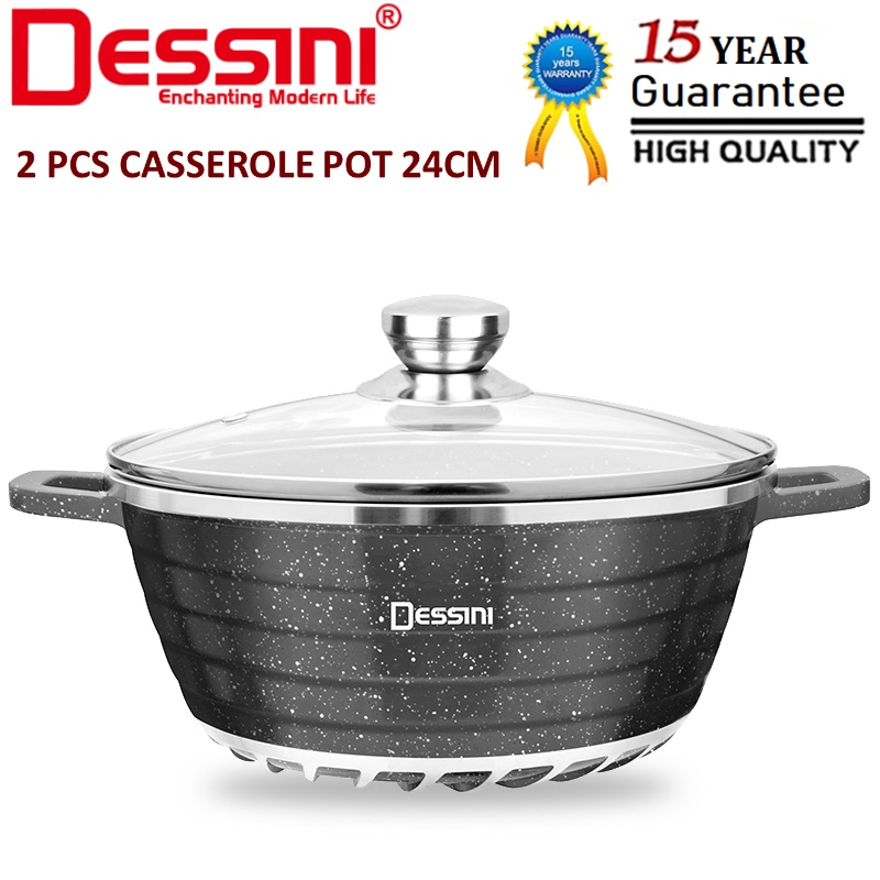 【ORIGINAL】 DESSINI ITALY 24CM Casserole Die Cast Aluminium Non Stick ...