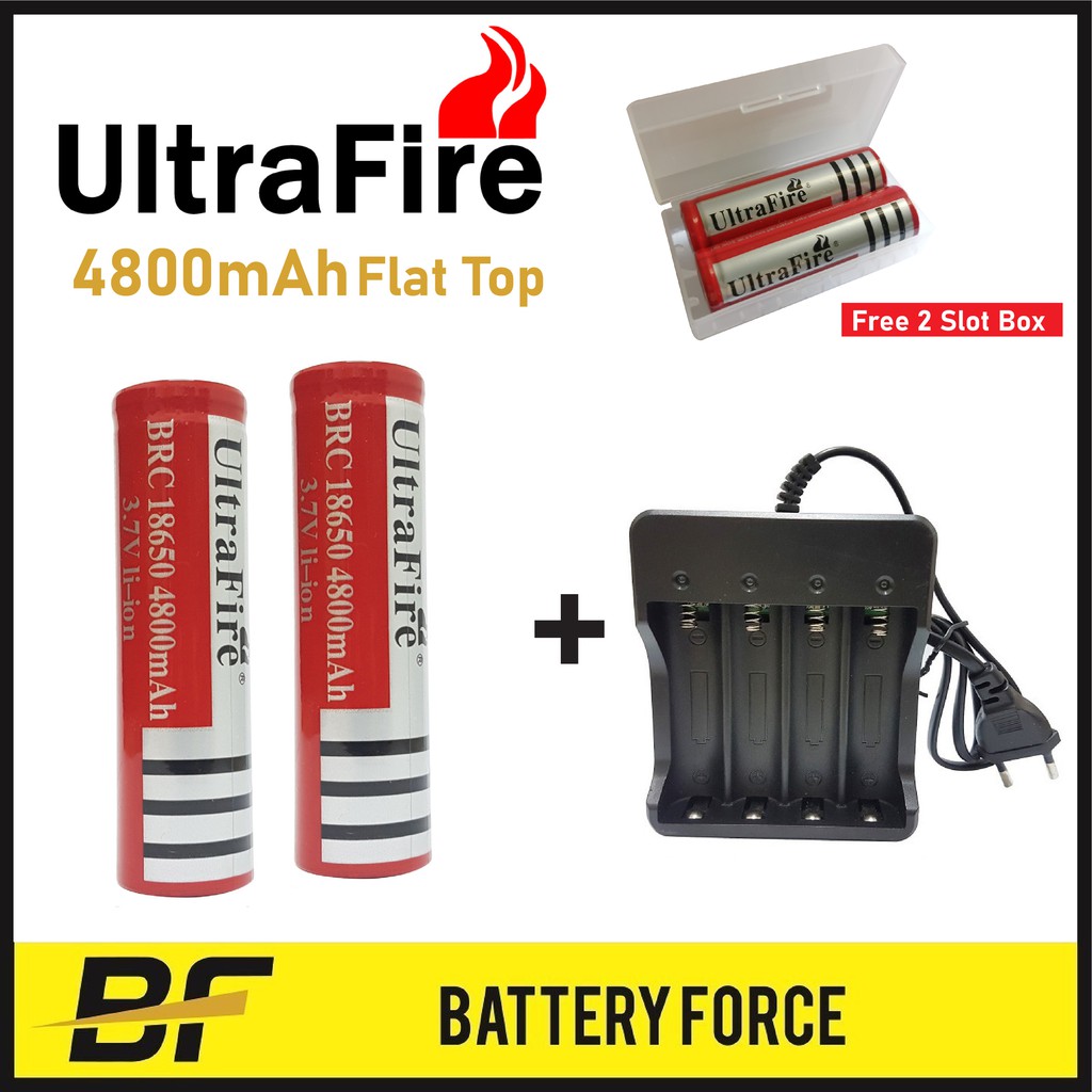 18650 3.7V 4800mAh UltraFire Flat Top Rechargeable Li-ion Vape Lithium ...