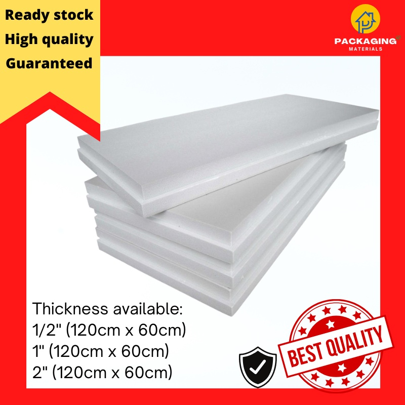 Solid Block Polyfoam/ Polyboard White - 120 x 60cm (Thick 1/2", 1", 2 ...