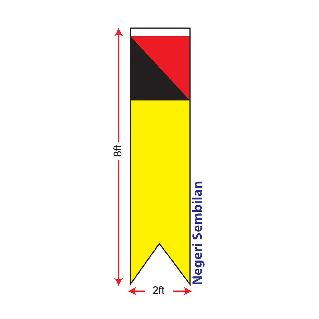 Negeri Sembilan Flag 2x8ft Banner, Bendera Negeri Sembilan 2x8ft ...