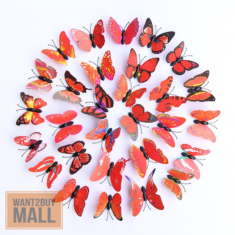 🇲🇾 🏆 1pcs 7cm DIY 3D Butterfly Sticker Art Design Decal Wall Magnet ...