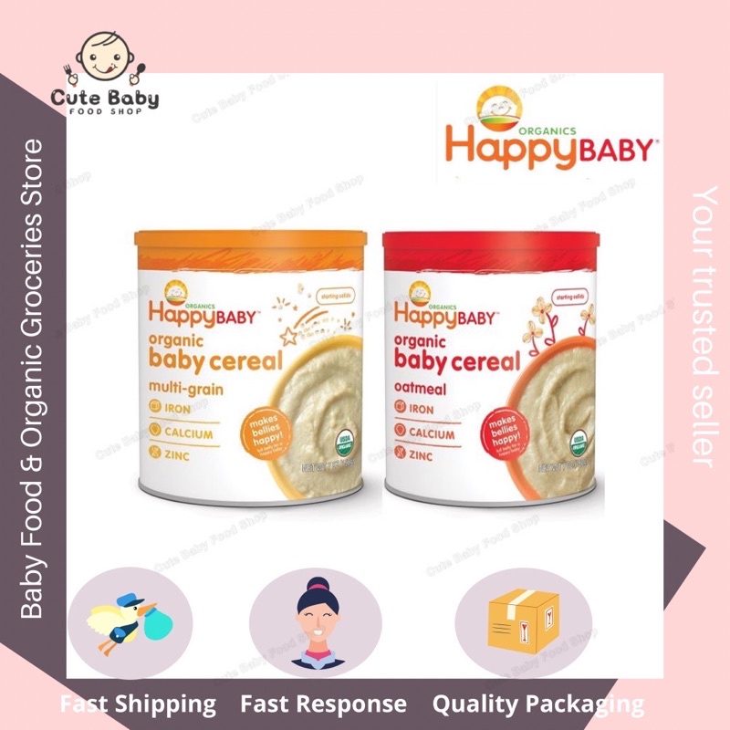 HAPPY BABY Organic Baby Cereal 198g - Multigrain/Oatmeal | Shopee Malaysia