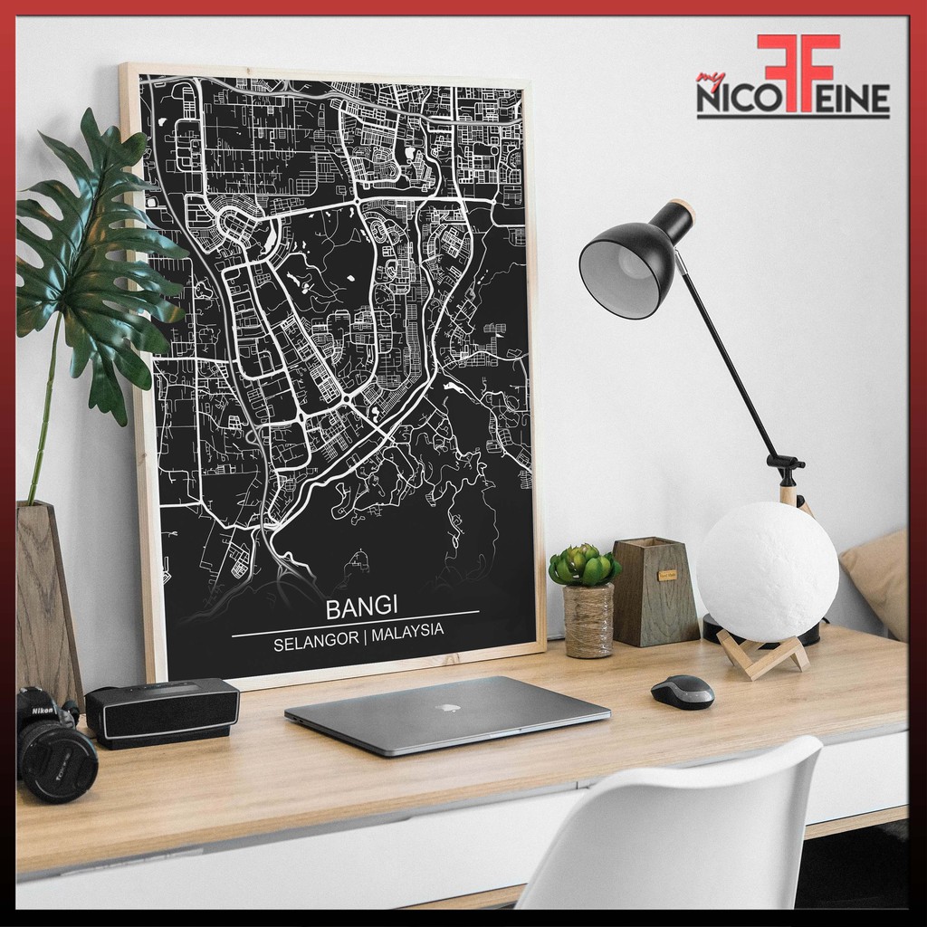 [Poster Only] Bangi Kajang Selangor Minimal City Map Black and White ...