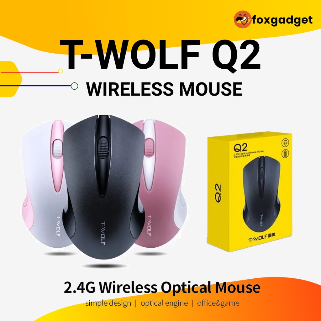 T-WOLF Q2 Wireless Mouse | 2.4GHz USB Optical Mouse Tinytech | Ready ...