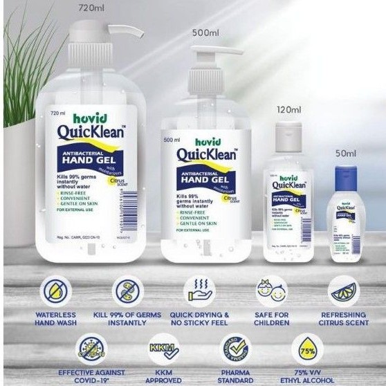 QuicKlean Antibacterial Hand Gel (50ml/120ml/500ml/720ml)(Exp:4/2025 ...
